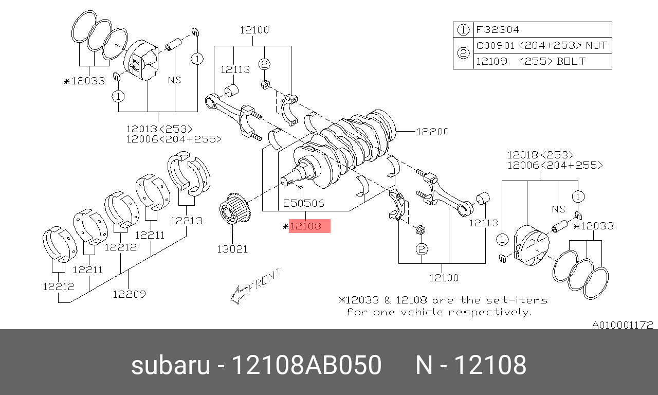 Genuine OE Brg Set-Conn Rod 12108AB050 for Subaru 12108-AB050 online ...
