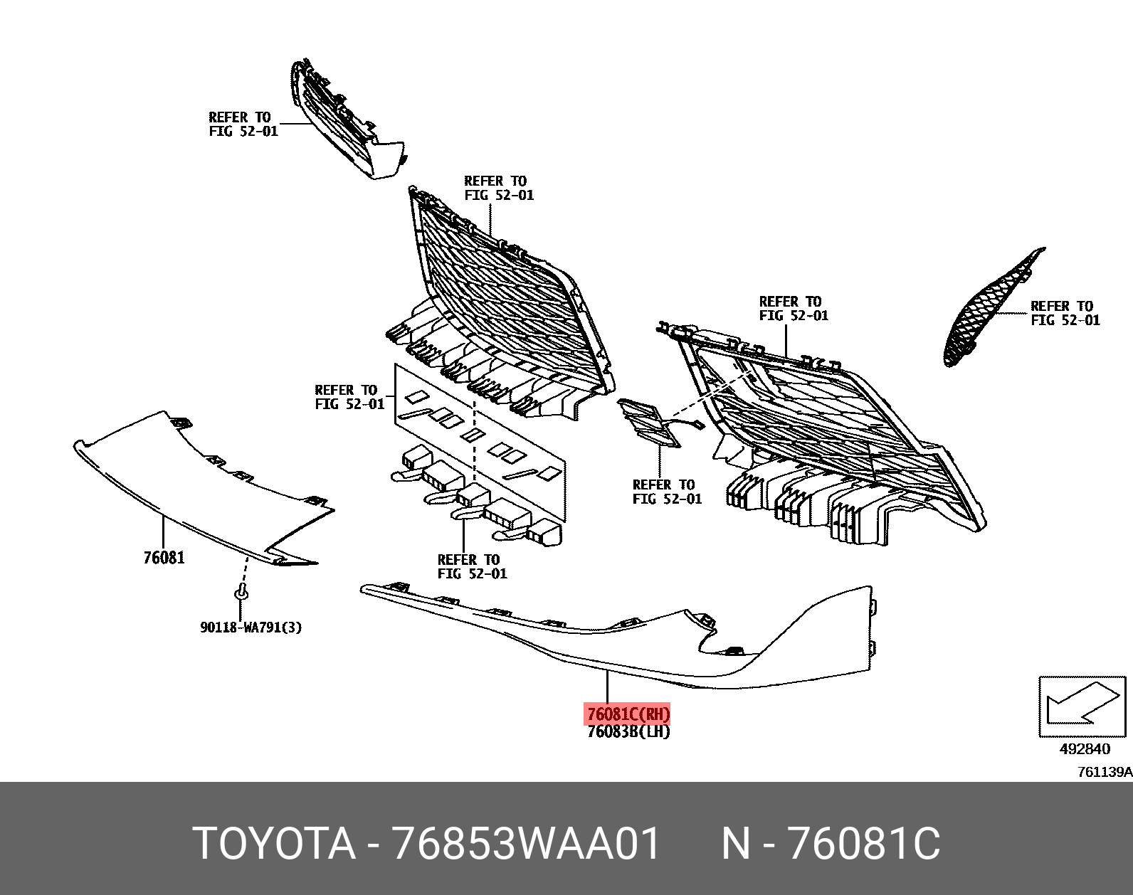 76853-WAA01 GENUINE TOYOTA 76853WAA01, SUPRA 201903-, DB02, DB22, DB42 ...