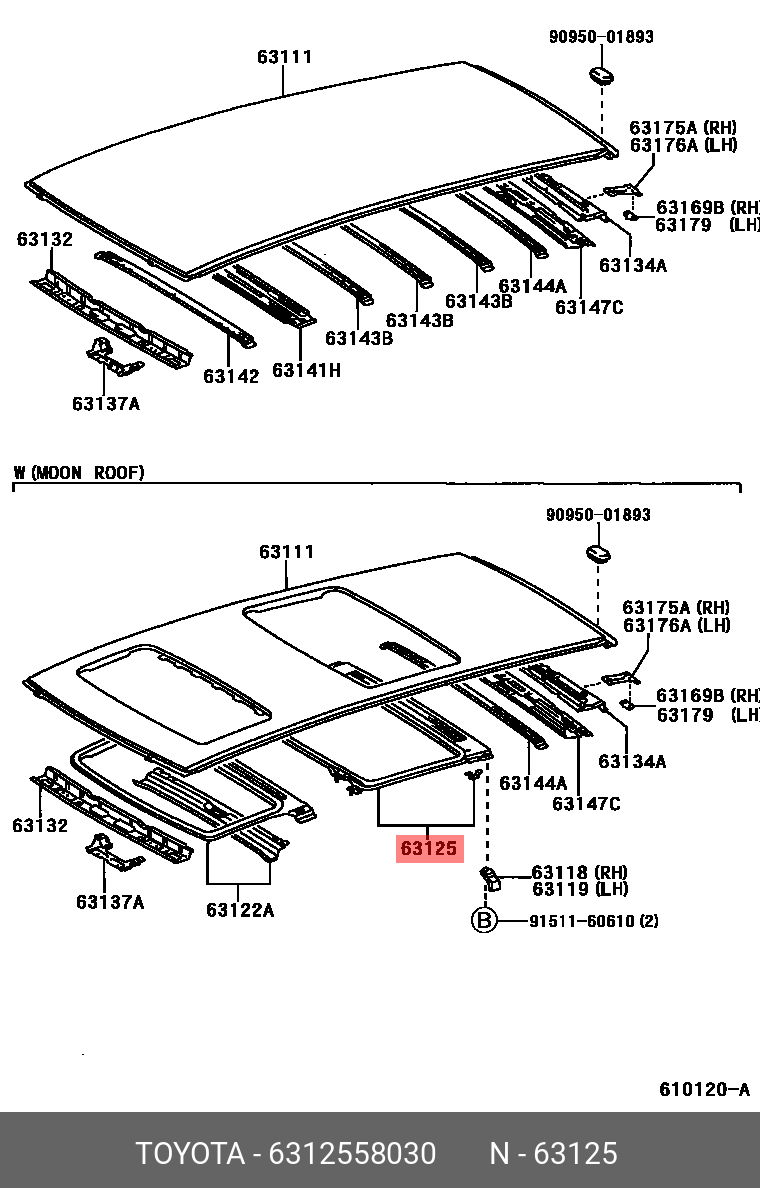 63125-58030 GENUINE TOYOTA 6312558030, ALPHARD/ VELLFIRE/ HV 201501 ...