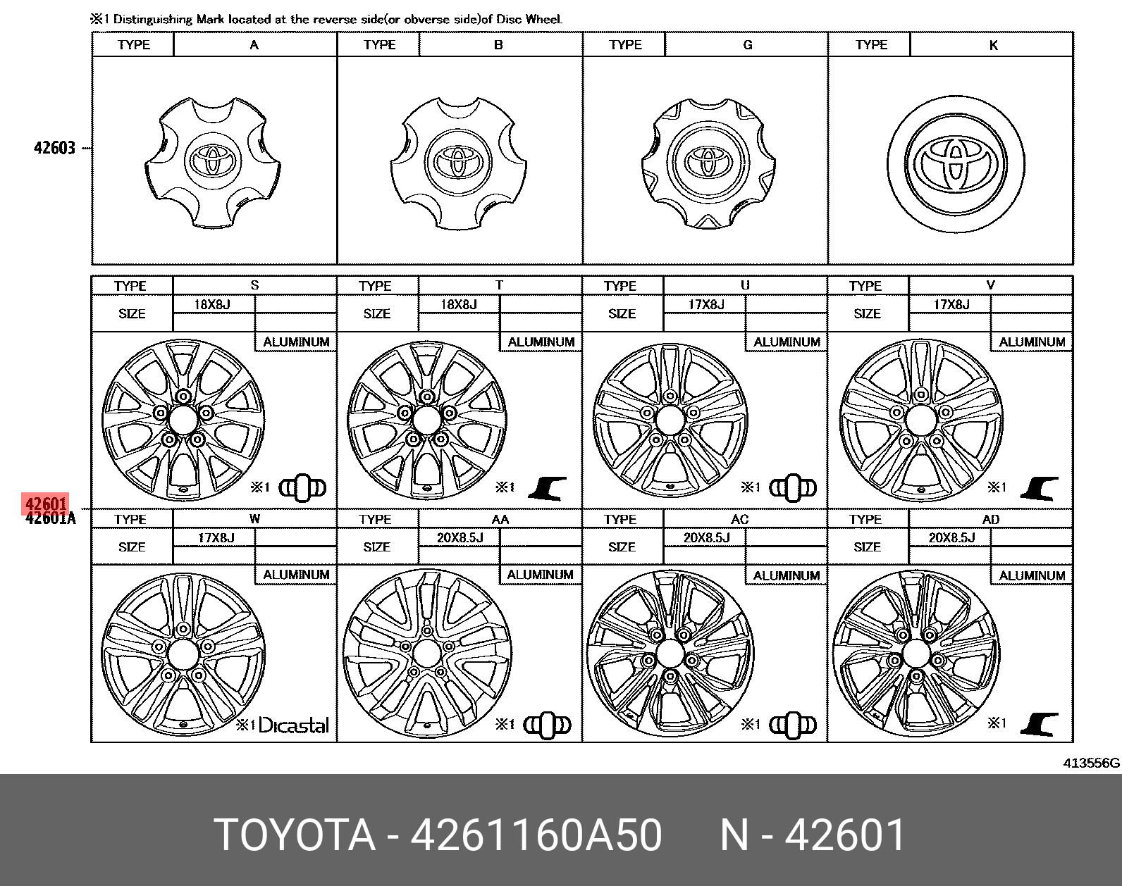 42611-60A50 GENUINE TOYOTA LAND CRUISER 200709-, WHEEL, DISC | ONN TAT ...