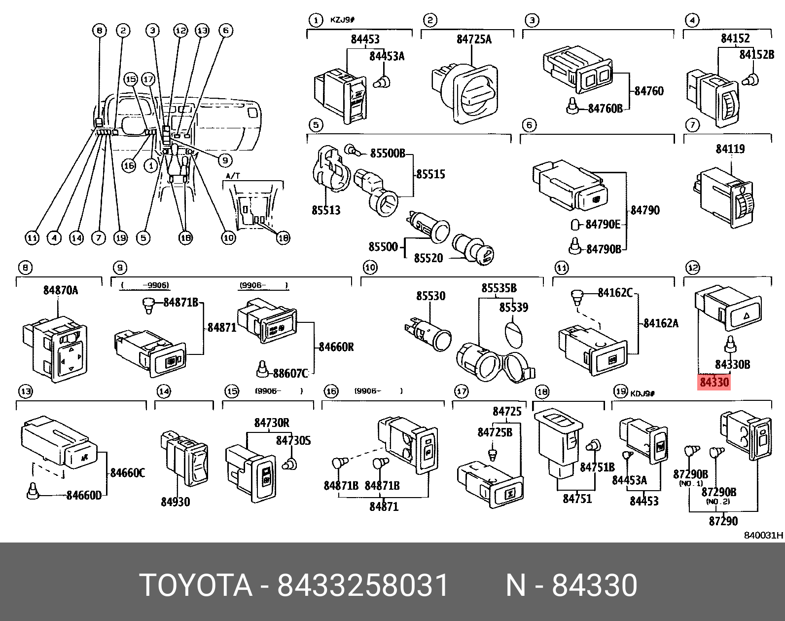 84332-58031 GENUINE TOYOTA 8433258031, ALPHARD/ VELLFIRE/ HV 201501 ...