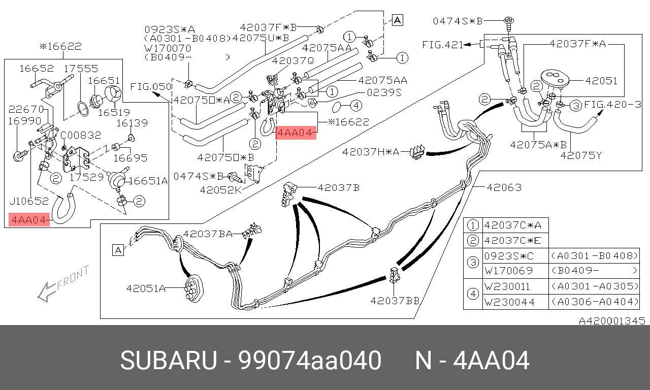 Tubo carburante originale OE 99074AA040 per Subaru 99074-AA040