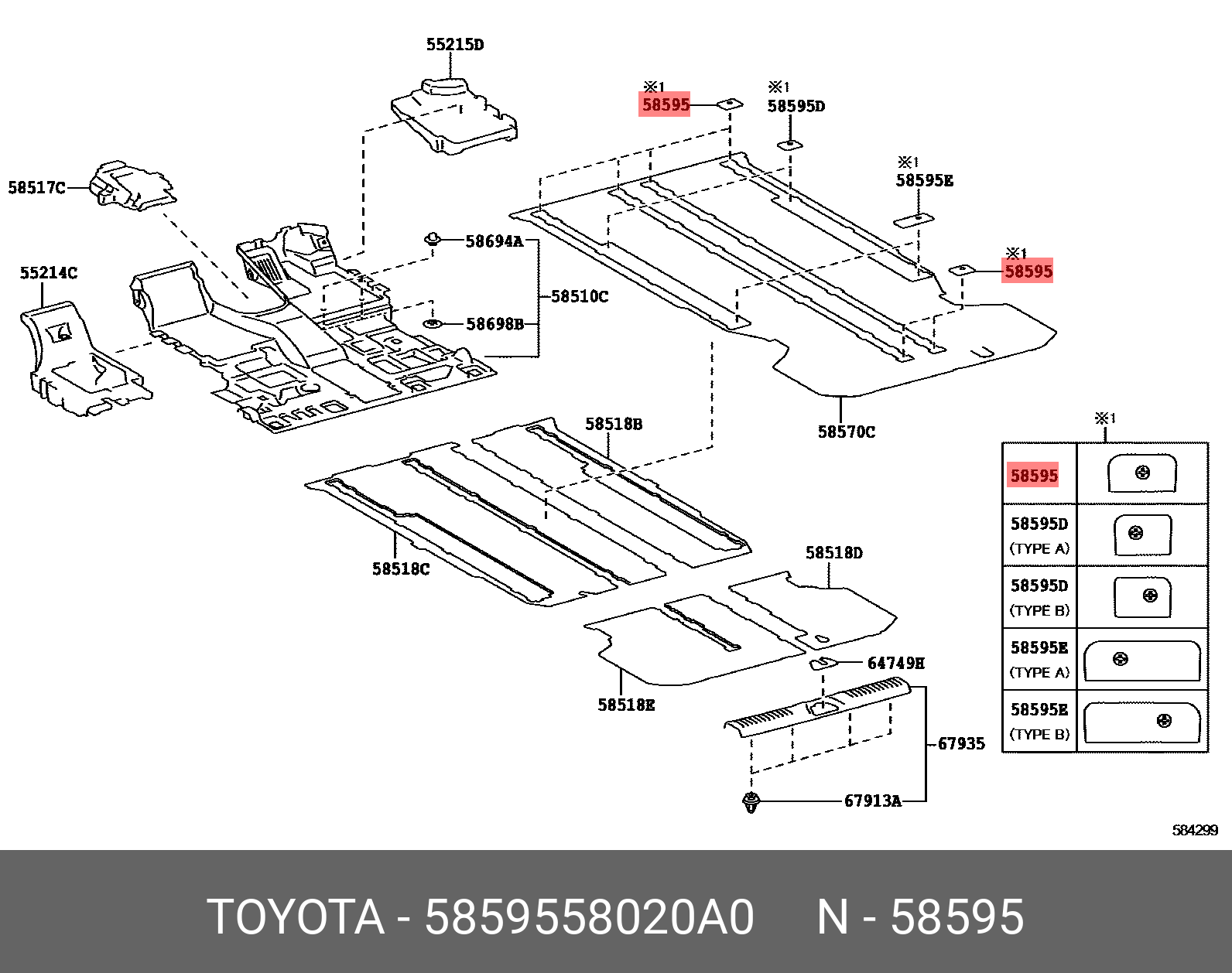 58595-58020-A0 GENUINE TOYOTA 5859558020A0, ALPHARD/ VELLFIRE/ HV ...
