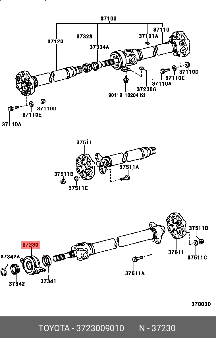 37230-09010 GENUINE TOYOTA 3723009010, HILUX 201708 - 202005, GUN125 ...