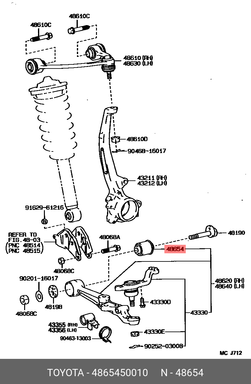 Genuine OE bush lower arm 4865450010 for TOYOTA 48654-50010 online ...