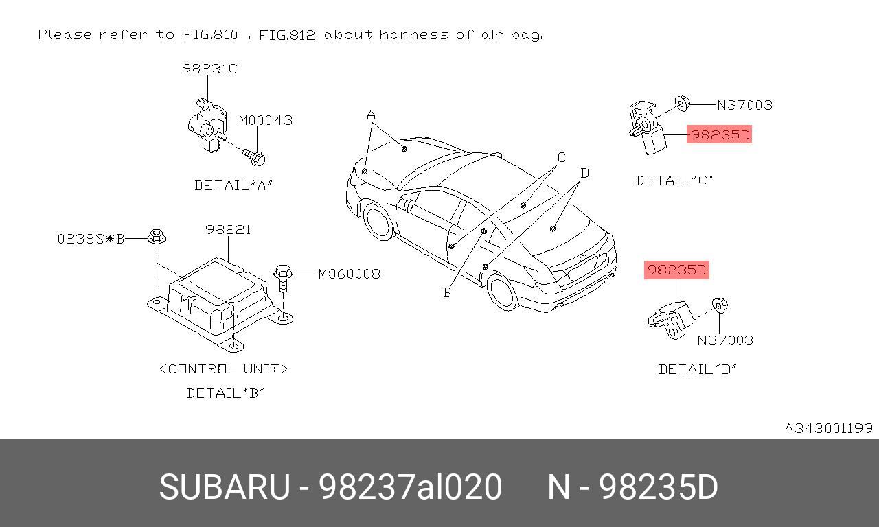 Originale OE Air B Satl Sen 98237AL020 per Subaru 98237-AL020