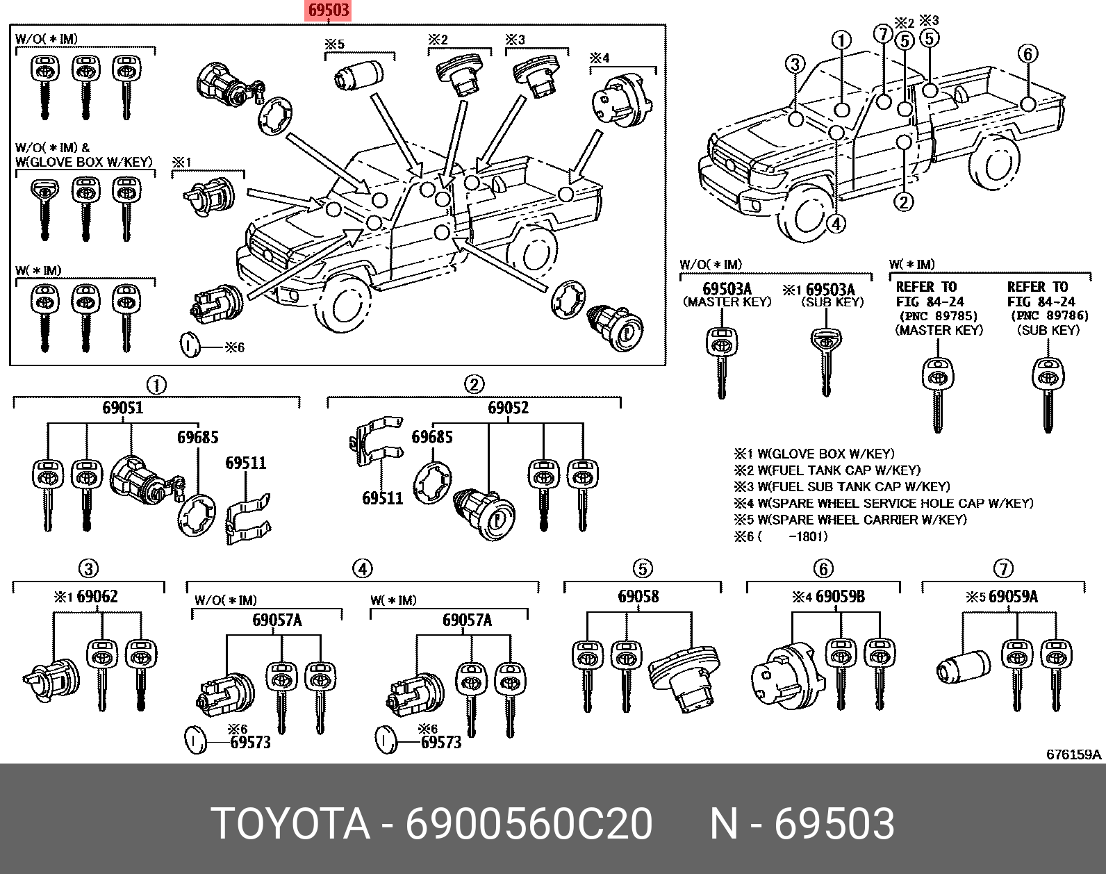 Genuine OE cylinder set lock 6900560C20 for TOYOTA 69005-60C20 online ...
