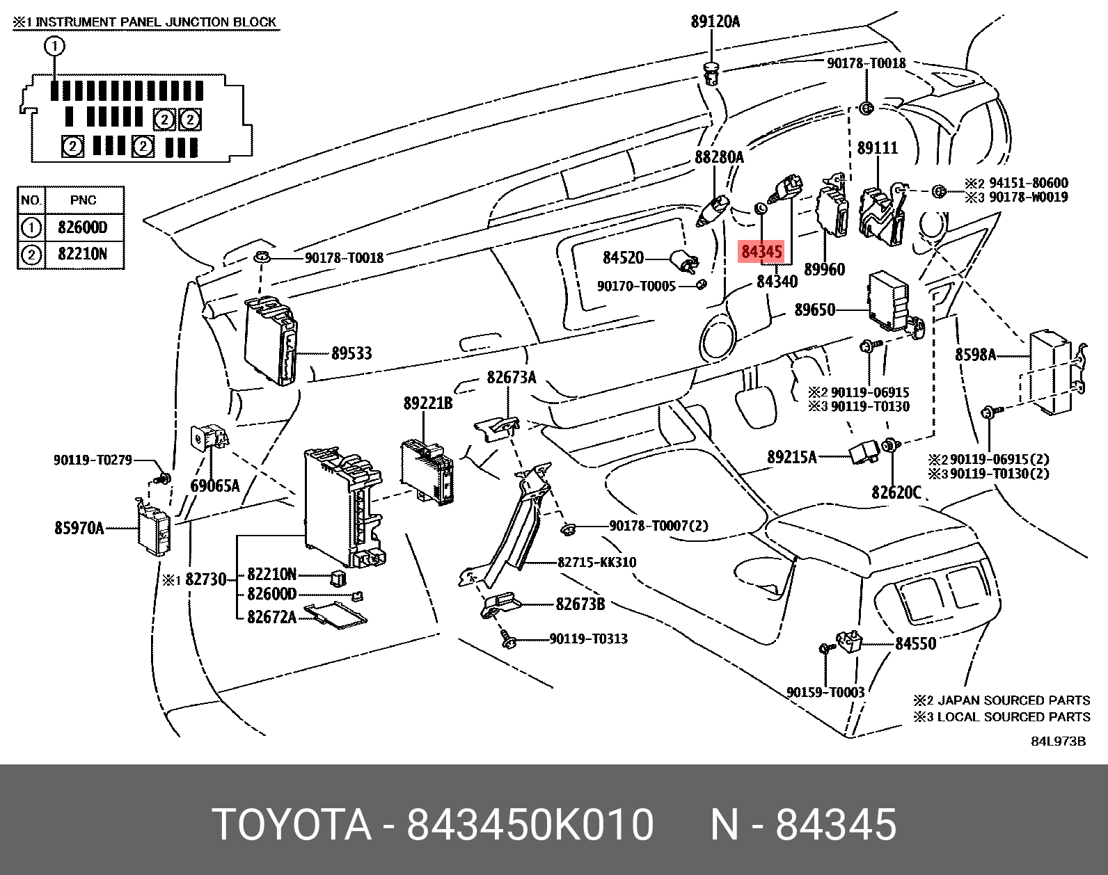 84345-0K010 GENUINE TOYOTA 843450K010, HILUX 201708 - 202005, GUN125 ...