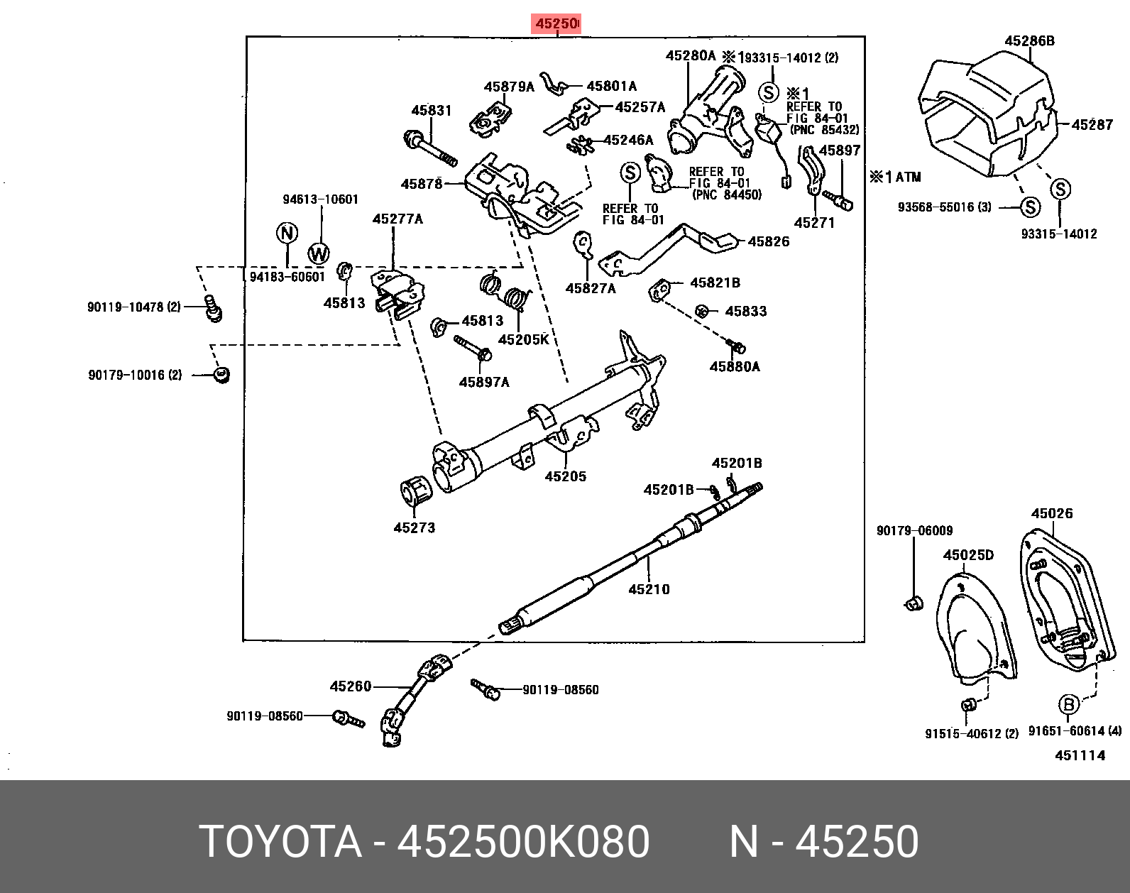 45250-0K080 GENUINE TOYOTA 452500K080, HILUX 202006-, GUN125, COLUMN ...