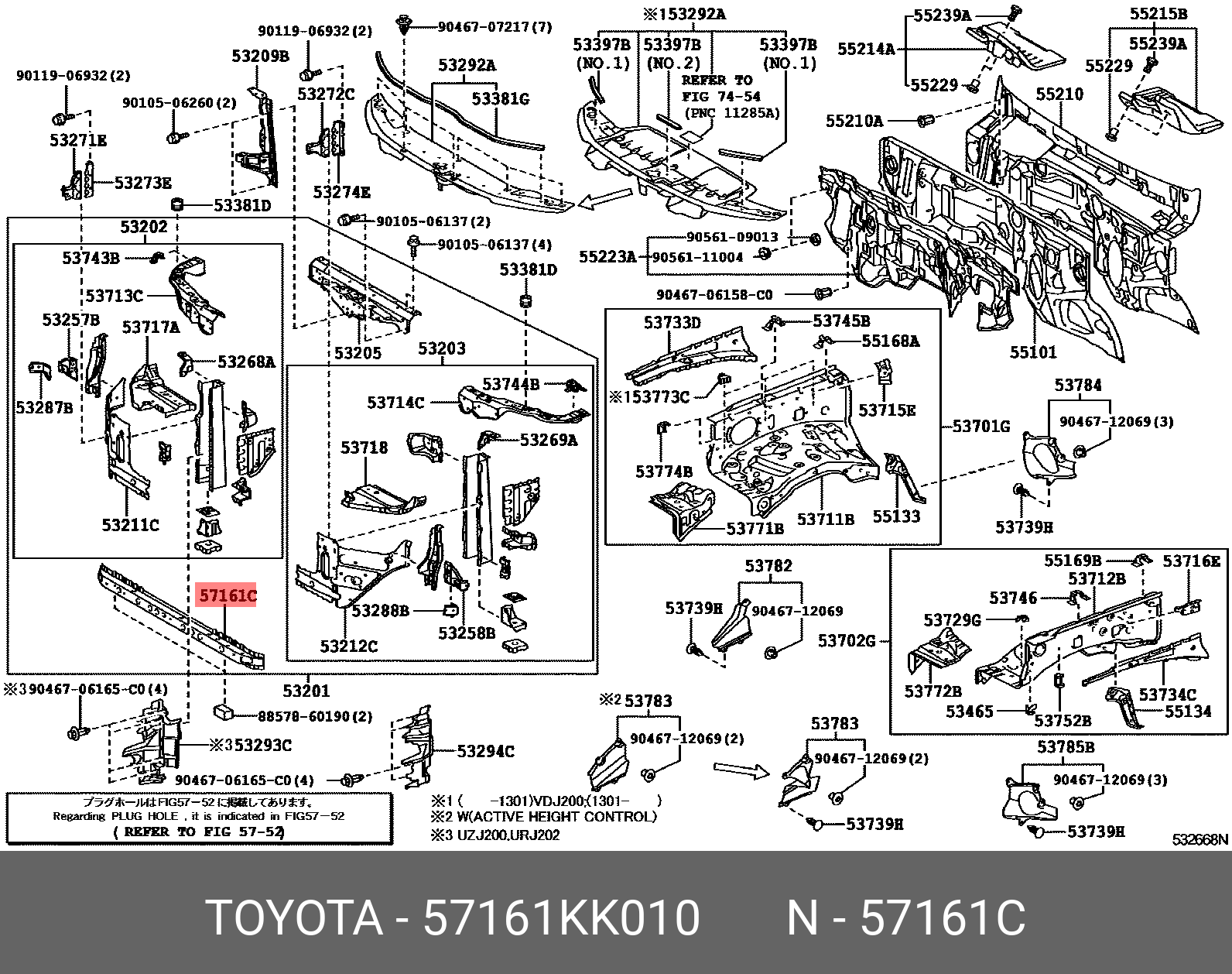57161-KK010 GENUINE TOYOTA 57161KK010, HILUX 201708 - 202005, GUN125 ...
