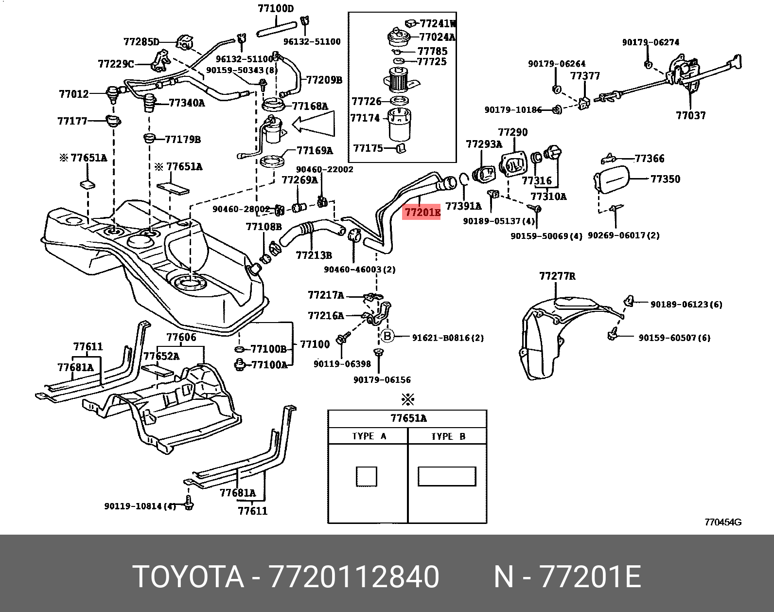 77201-12840 GENUINE TOYOTA AURIS 201208 - , PIPE SUB-ASSY, FUEL TANK ...