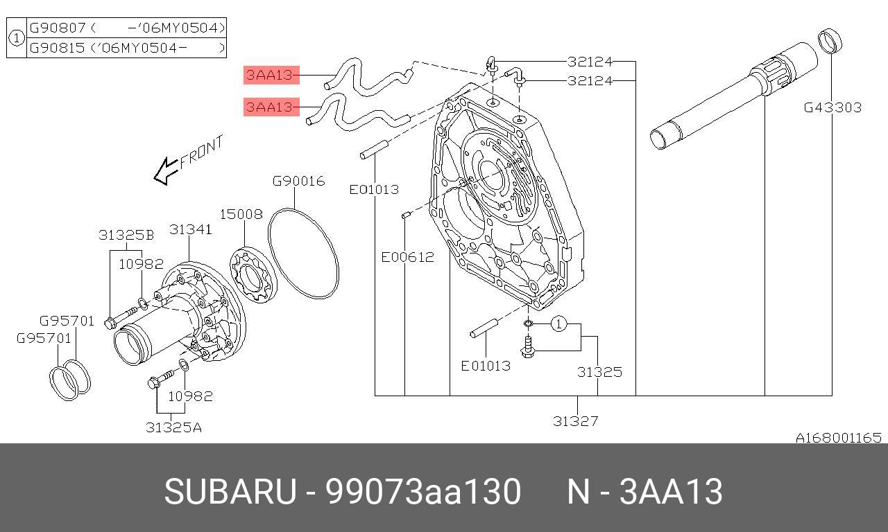 Olio tubo originale OE 99073AA130 per Subaru 99073-AA130