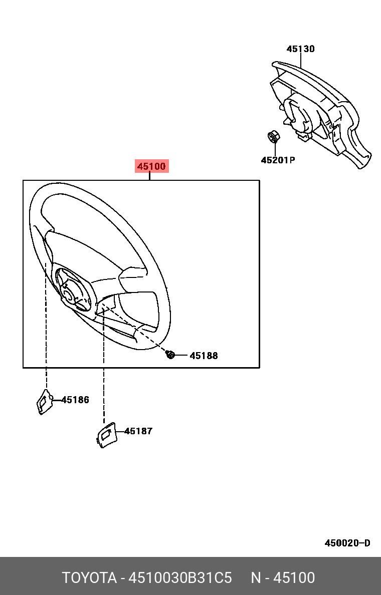 45100-30B31-C5 GENUINE TOYOTA 4510030B31C5, ALPHARD/ VELLFIRE/ HV ...