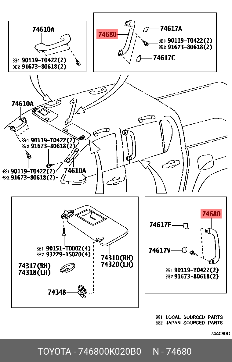 74680-0K020-B0 GENUINE TOYOTA 746800K020B0, HILUX 201708 - 202005 ...