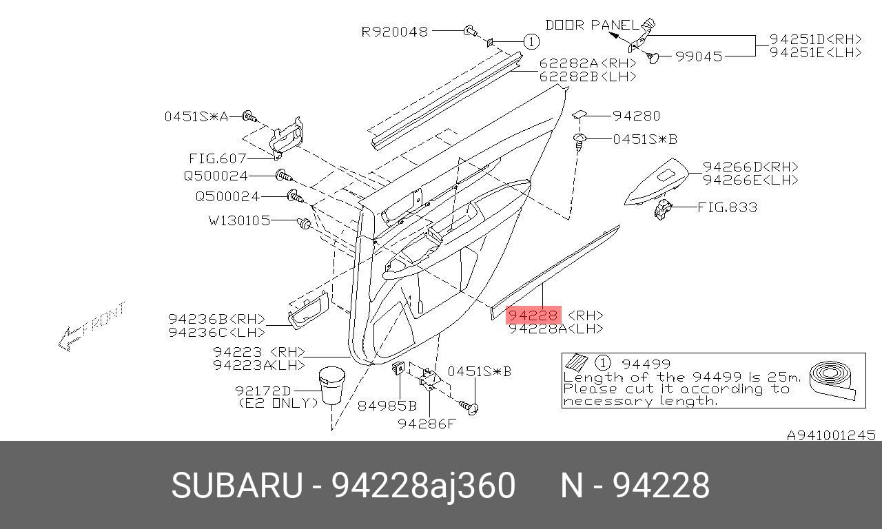 Ornamento originale OE Pnl R mano destra 94228AJ360 per Subaru 94228-AJ360