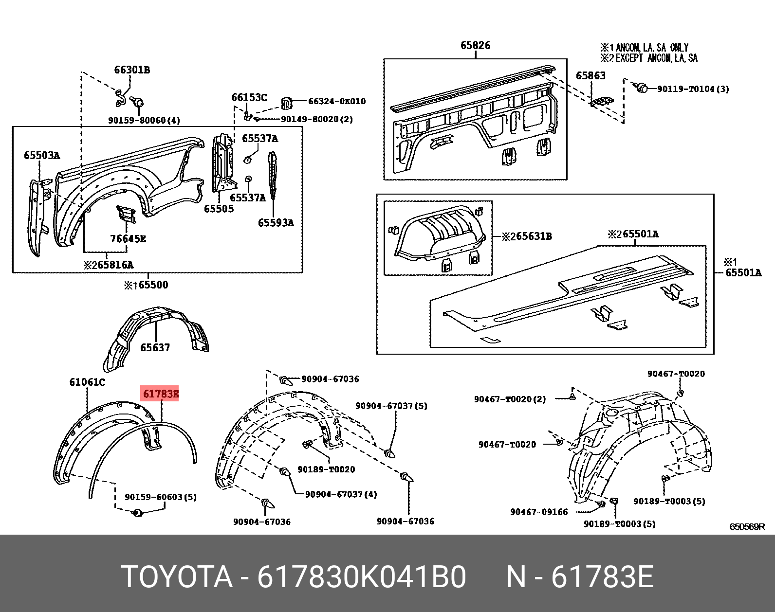 pad rear wheel opening extension no.1 617830K041B0 for TOYOTA 61783 ...
