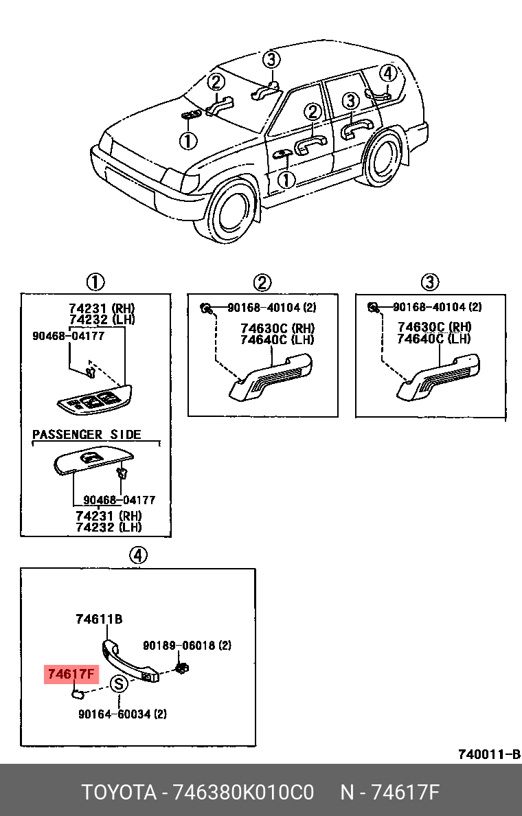 74638-0K010-C0 GENUINE TOYOTA 746380K010C0, HILUX 201708 - 202005 ...
