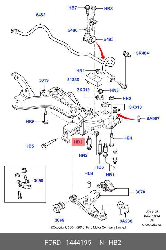 1 444 195 FORD Болт M12 X 67ММ (1085807) - Купить в интернет-магазине e ...