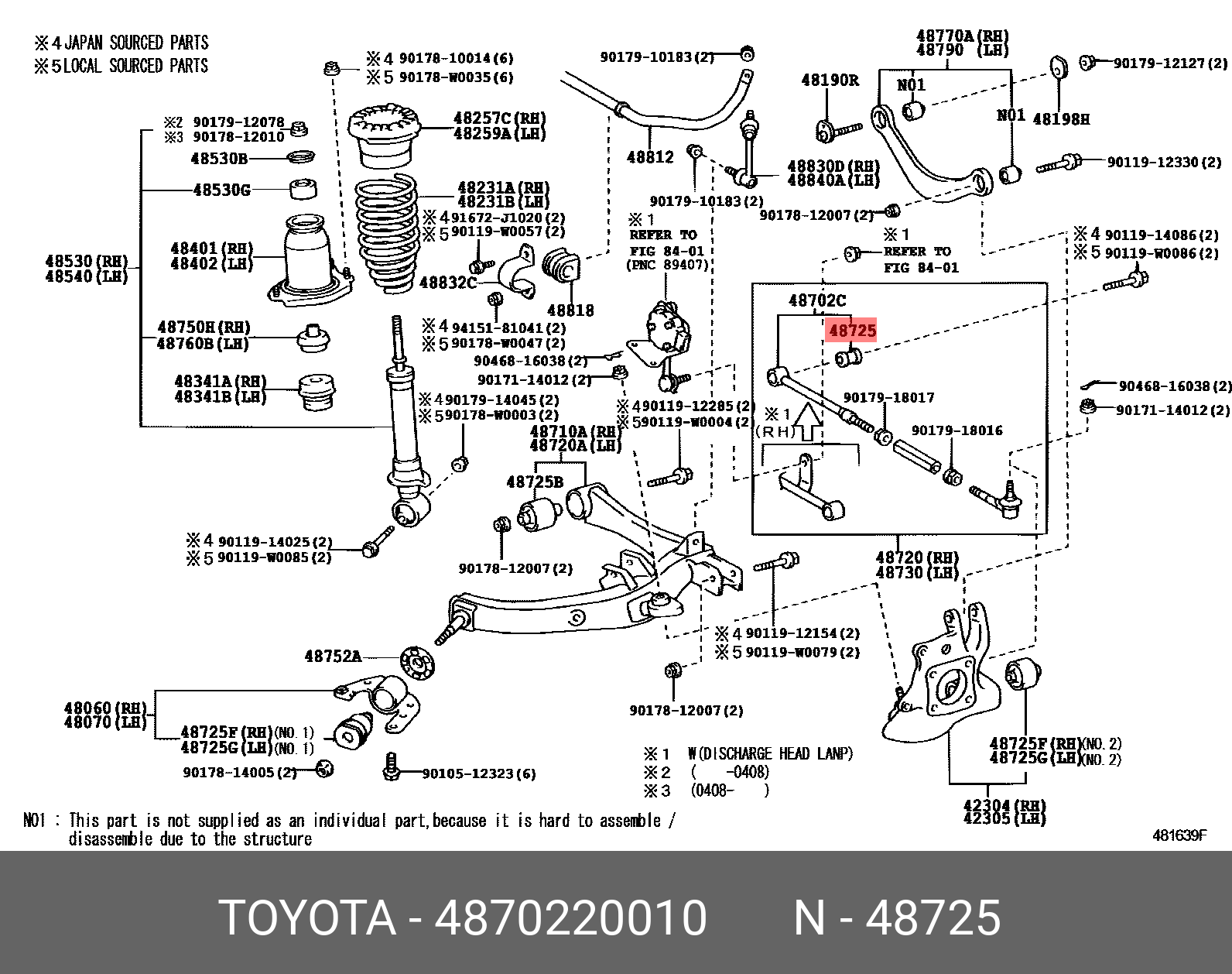 Genuine OE bush upper control arm 4870220010 for TOYOTA 48702-20010 ...