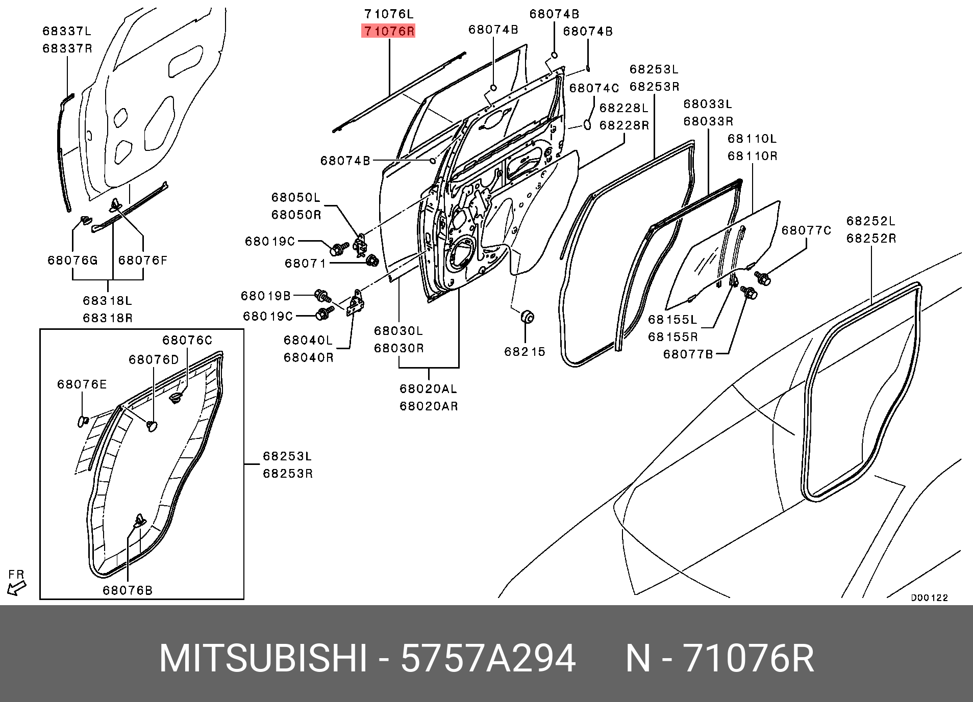 Genuine OE Moulding Assembly Window Trim 5757A294 for Mitsubishi 5757 ...
