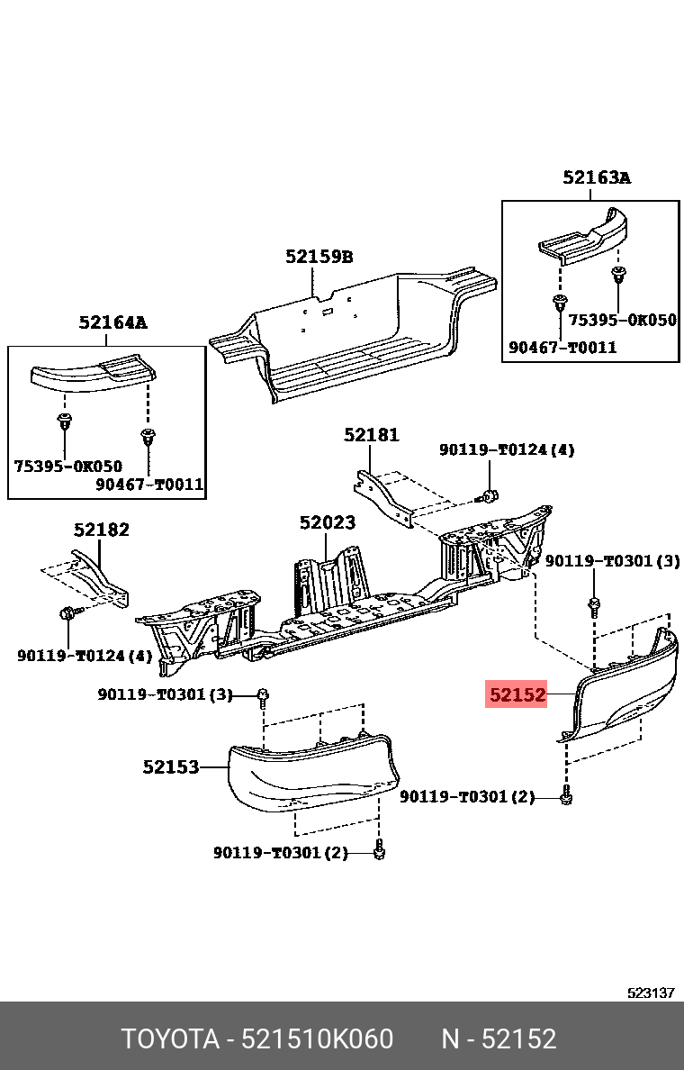 52151-0K060 GENUINE TOYOTA 521510K060, HILUX 201708 - 202005, GUN125 ...