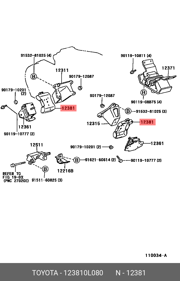 12381-0L080 GENUINE TOYOTA 123810L080, HILUX 201708 - 202005, GUN125 ...