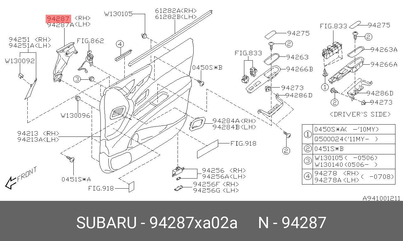 Originale OE Duct Def Sd mano destra 94287XA02A per Subaru 94287-XA02A