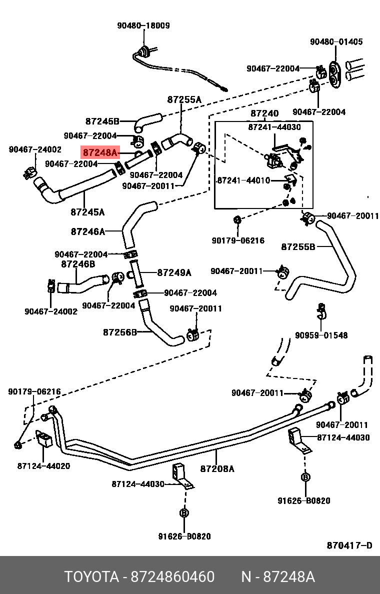 87248-60460 GENUINE TOYOTA LAND CRUISER 199801 - 200708, PIPE, HEATER ...