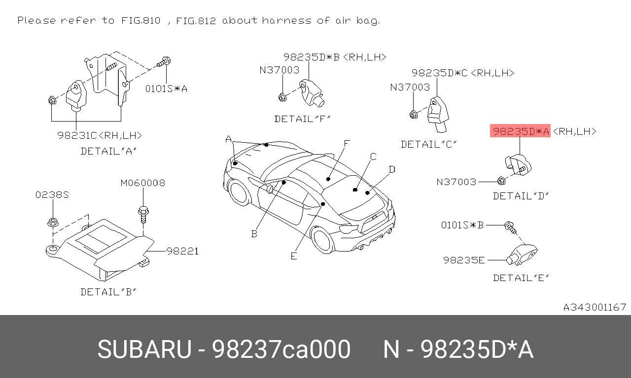 Genuine OE Air B Satl Sen Sd 98237CA000 for Subaru 98237-CA000 online ...