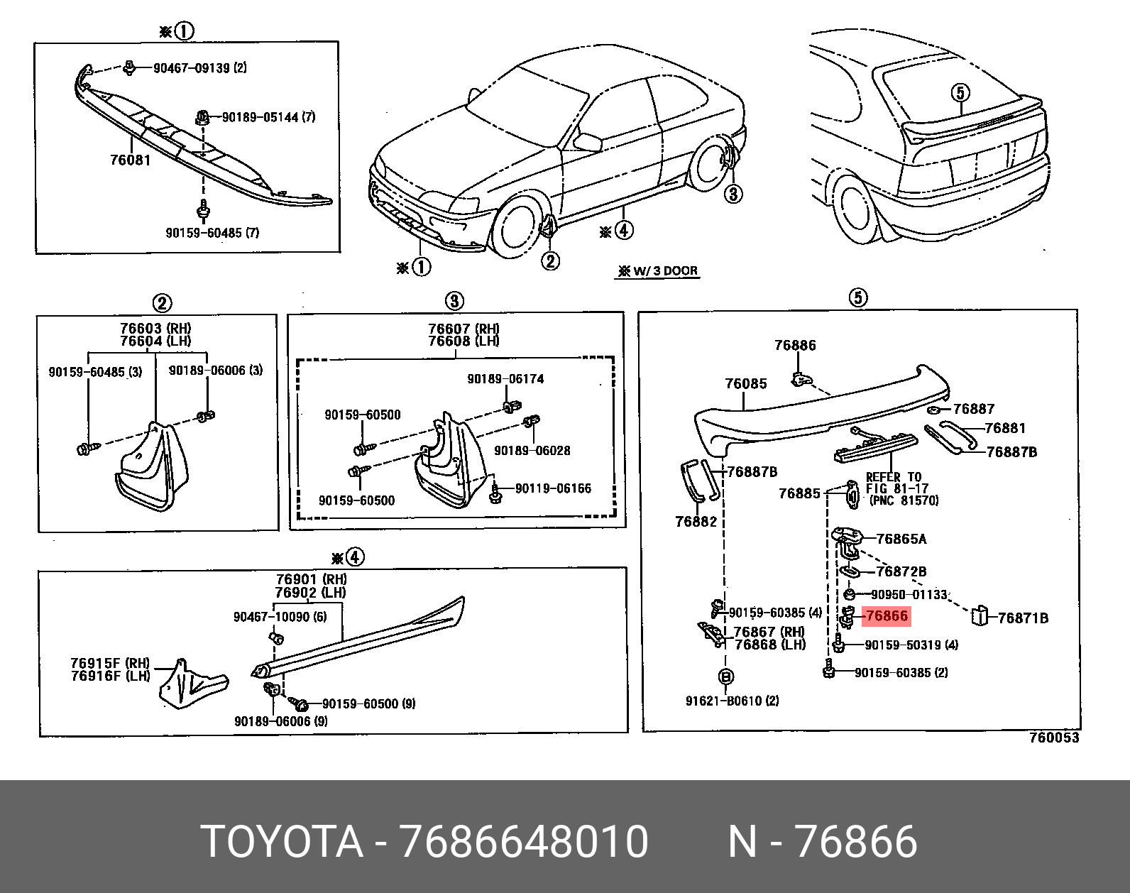 76866-48010 GENUINE TOYOTA 7686648010, YARIS 202002-, KSP210, MXPA1 ...