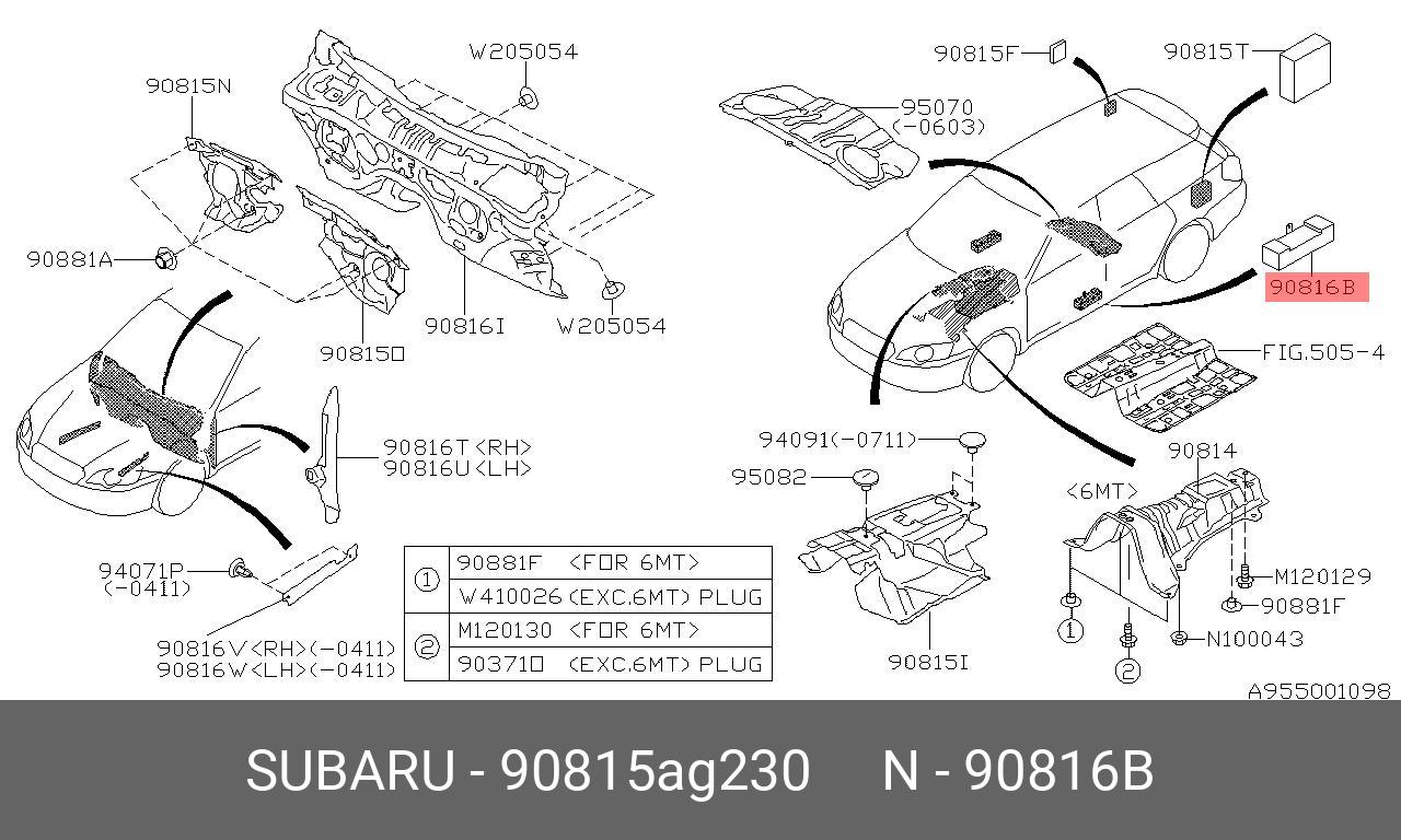 Isolamento originale OE B PLR inferiore 90815AG230 per Subaru 90815-AG230