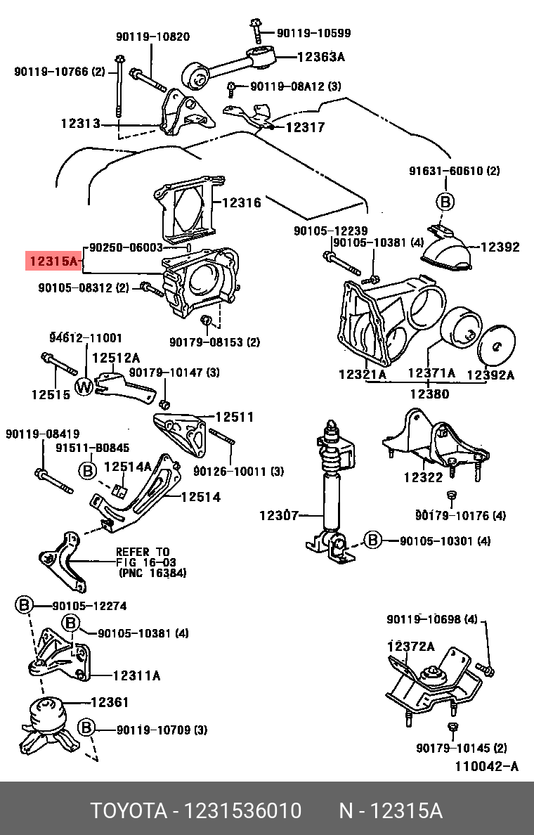 12315-36010 GENUINE TOYOTA 1231536010, HARRIER/ HYBRID 201312-202005 ...