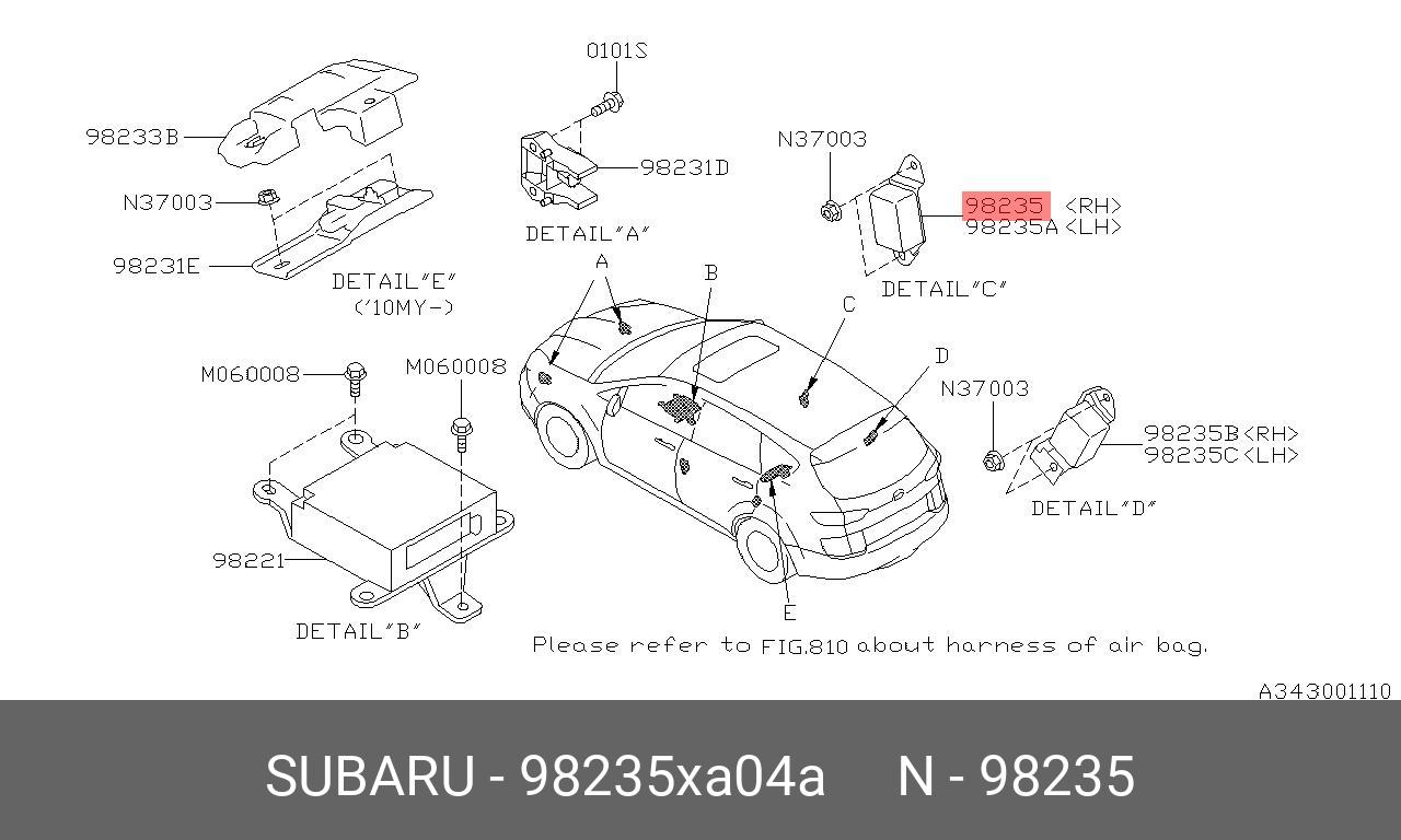 Originale OE Air B Satl Sen Sd mano destra 98235XA04A per Subaru 98235-XA04A