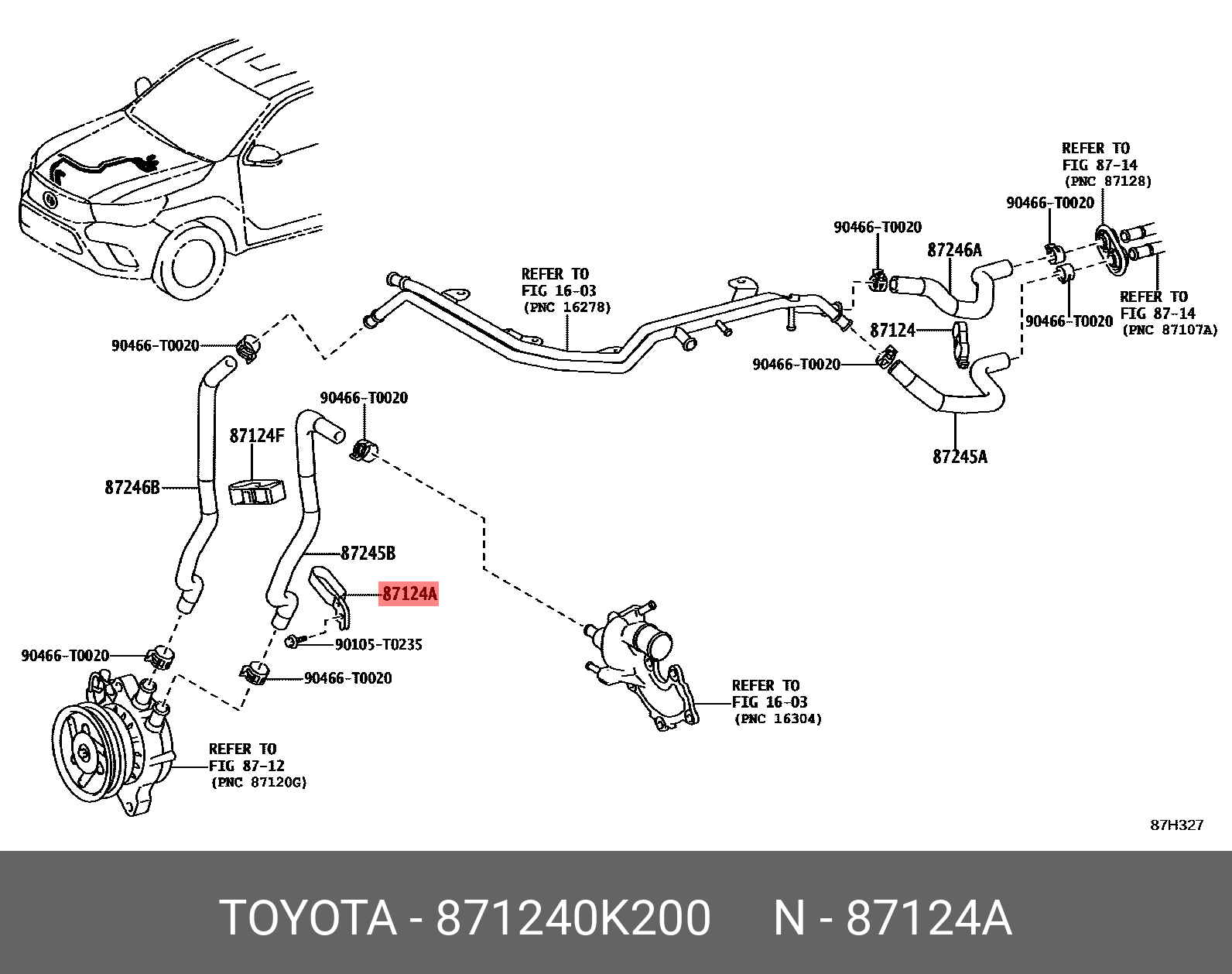 87124-0K200 GENUINE TOYOTA 871240K200, HILUX 201708 - 202005, GUN125 ...