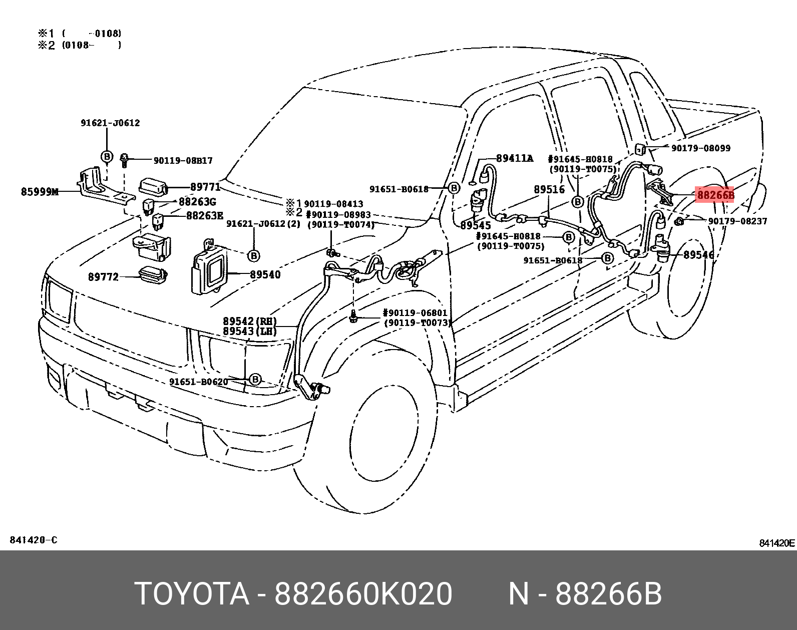 88266-0K020 GENUINE TOYOTA 882660K020, HILUX 201708 - 202005, GUN125 ...