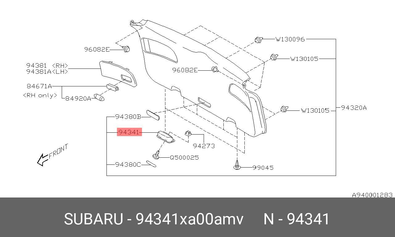 Originale OE Trim Pnl R Ghdl 94341XA00AMV per Subaru 94341X-A00AMV