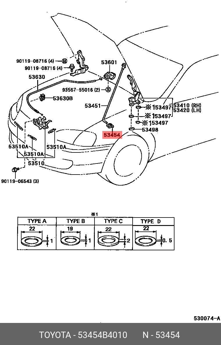 53454-B4010 GENUINE TOYOTA 53454B4010, PASSO 201002-201604, KGC3 ...