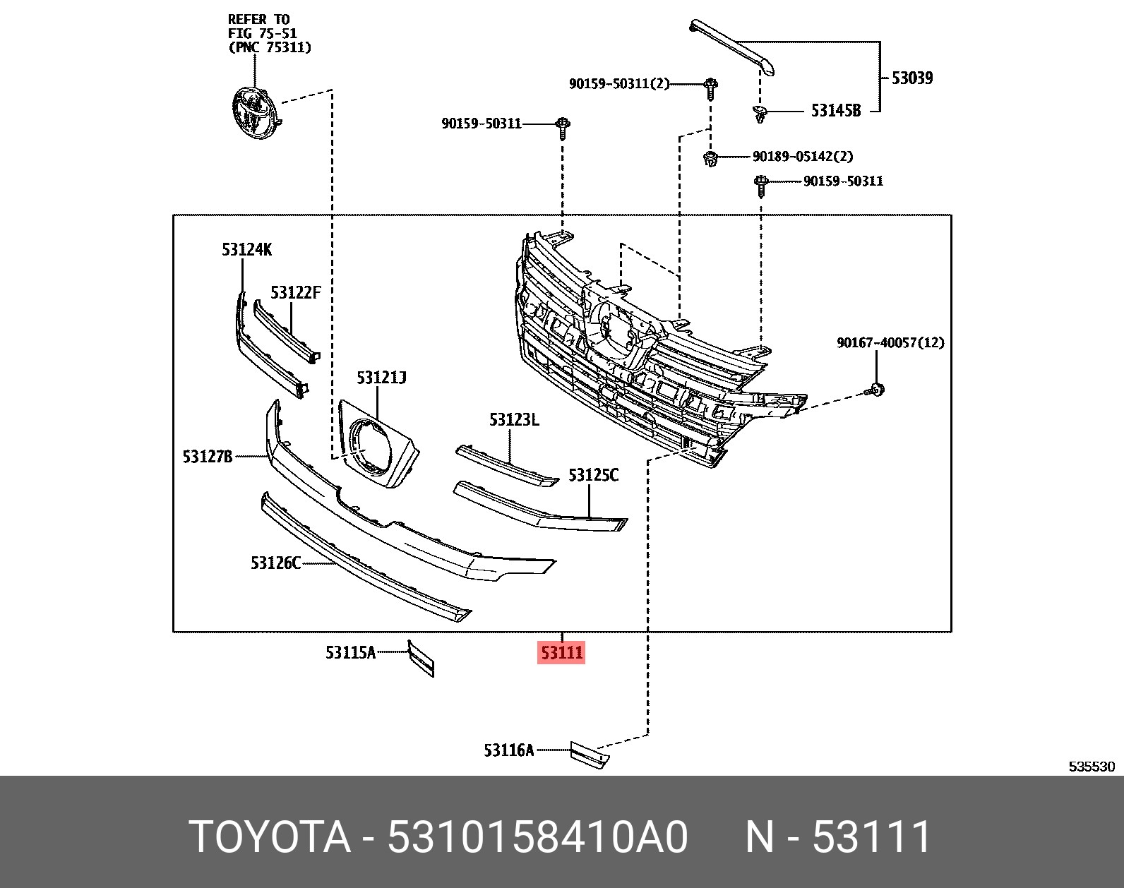53101-58410-A0 GENUINE TOYOTA 5310158410A0, ALPHARD/ VELLFIRE/ HV ...