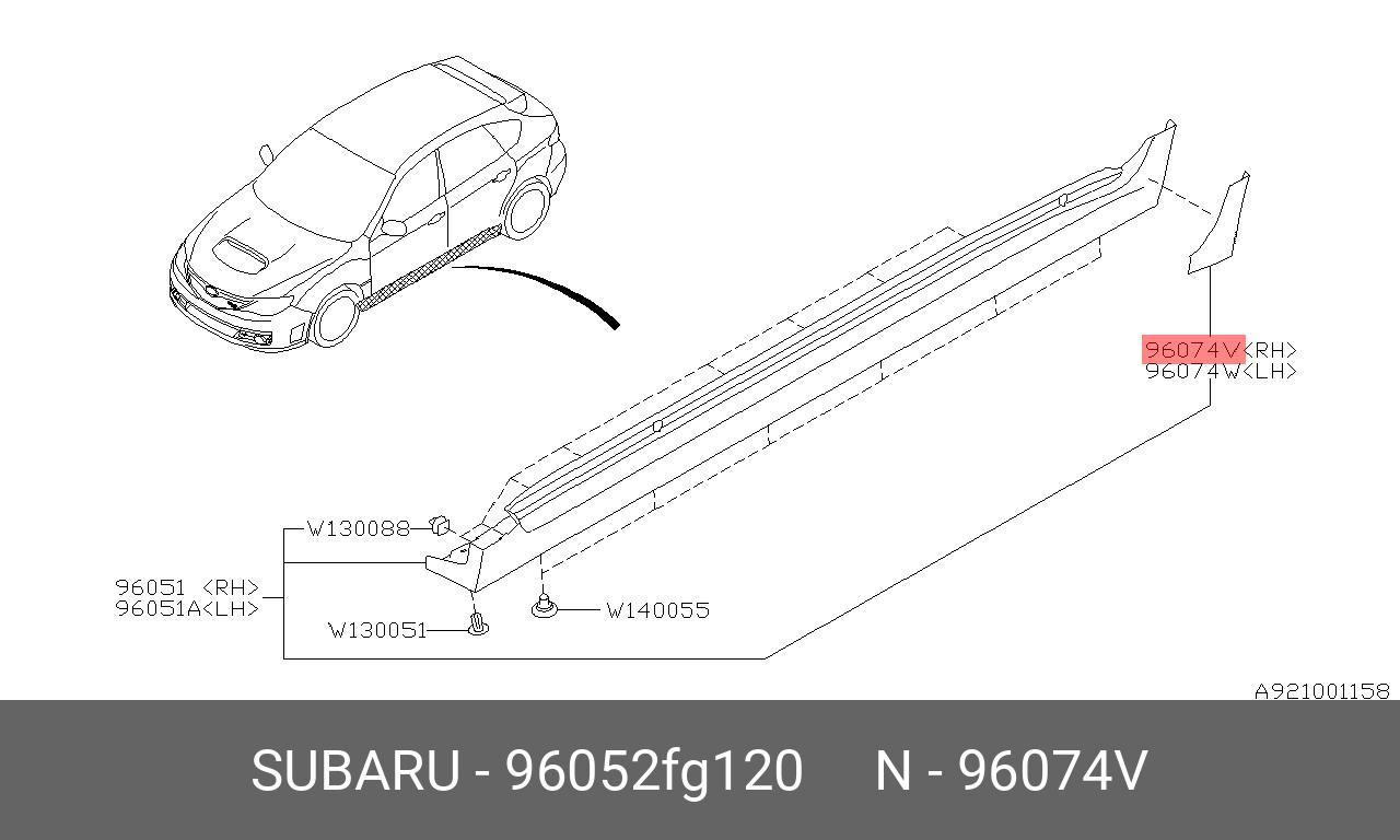 Spoiler originale OE SD Protr mano destra 96052FG120 per Subaru 96052-FG120