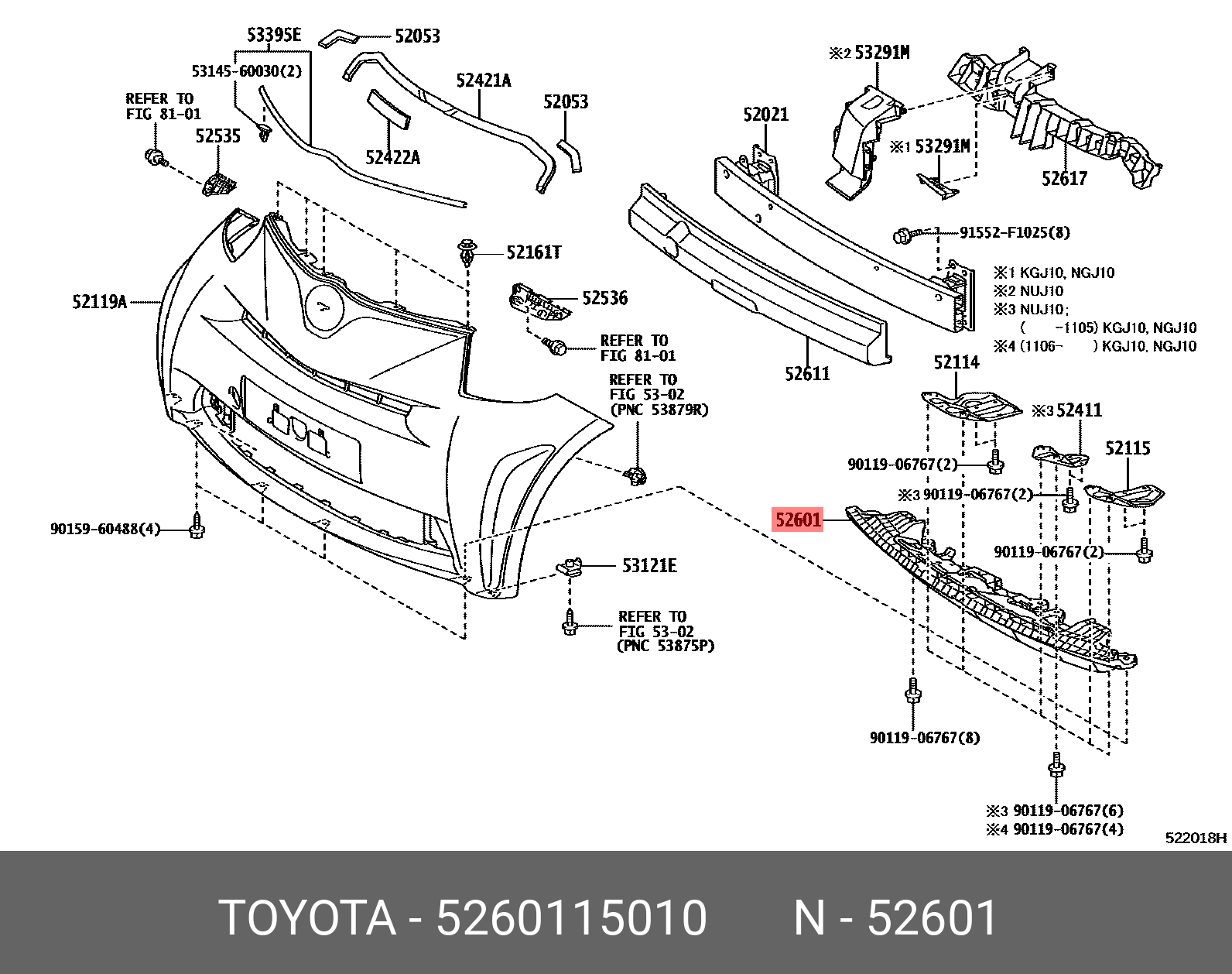 52601-15010 GENUINE TOYOTA JPN TAXI 201710 - , ABSORBER SUB-ASSY, FRONT ...