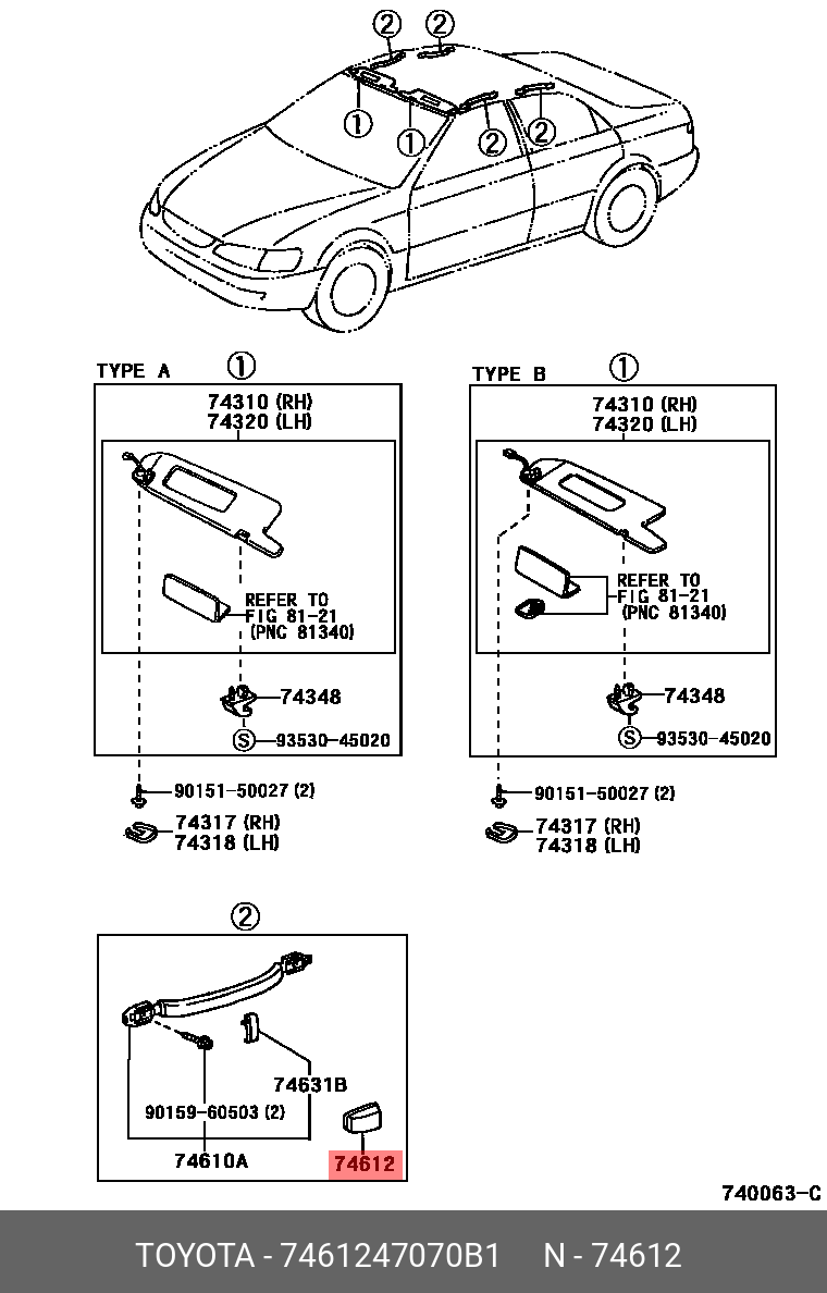 74612-47070-B1 GENUINE TOYOTA 7461247070B1, HARRIER 202006-, MXUA80 ...
