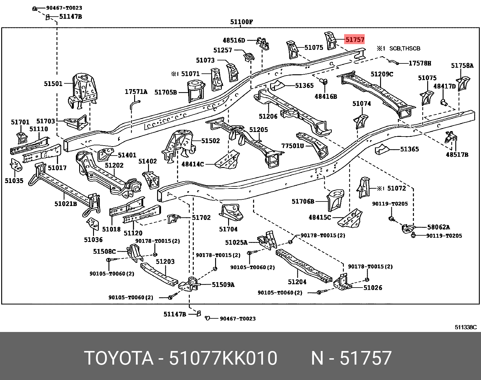 51077-KK010 GENUINE TOYOTA 51077KK010, HILUX 201708 - 202005, GUN125 ...