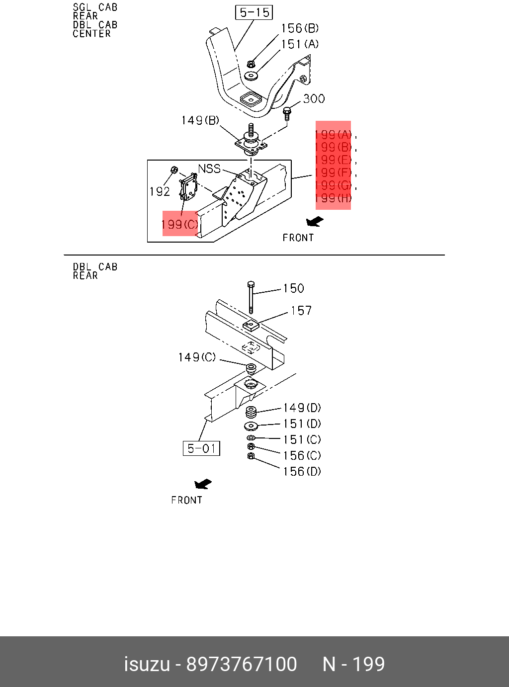 8973767100 ISUZU Кронштейн кабины задний
