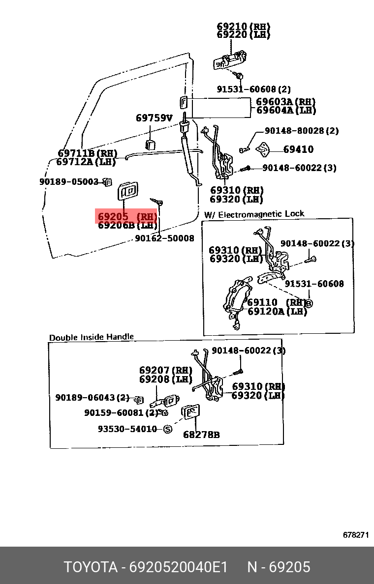 handle sub-assy front door inside right for TOYOTA 69205-20040-E1 ...