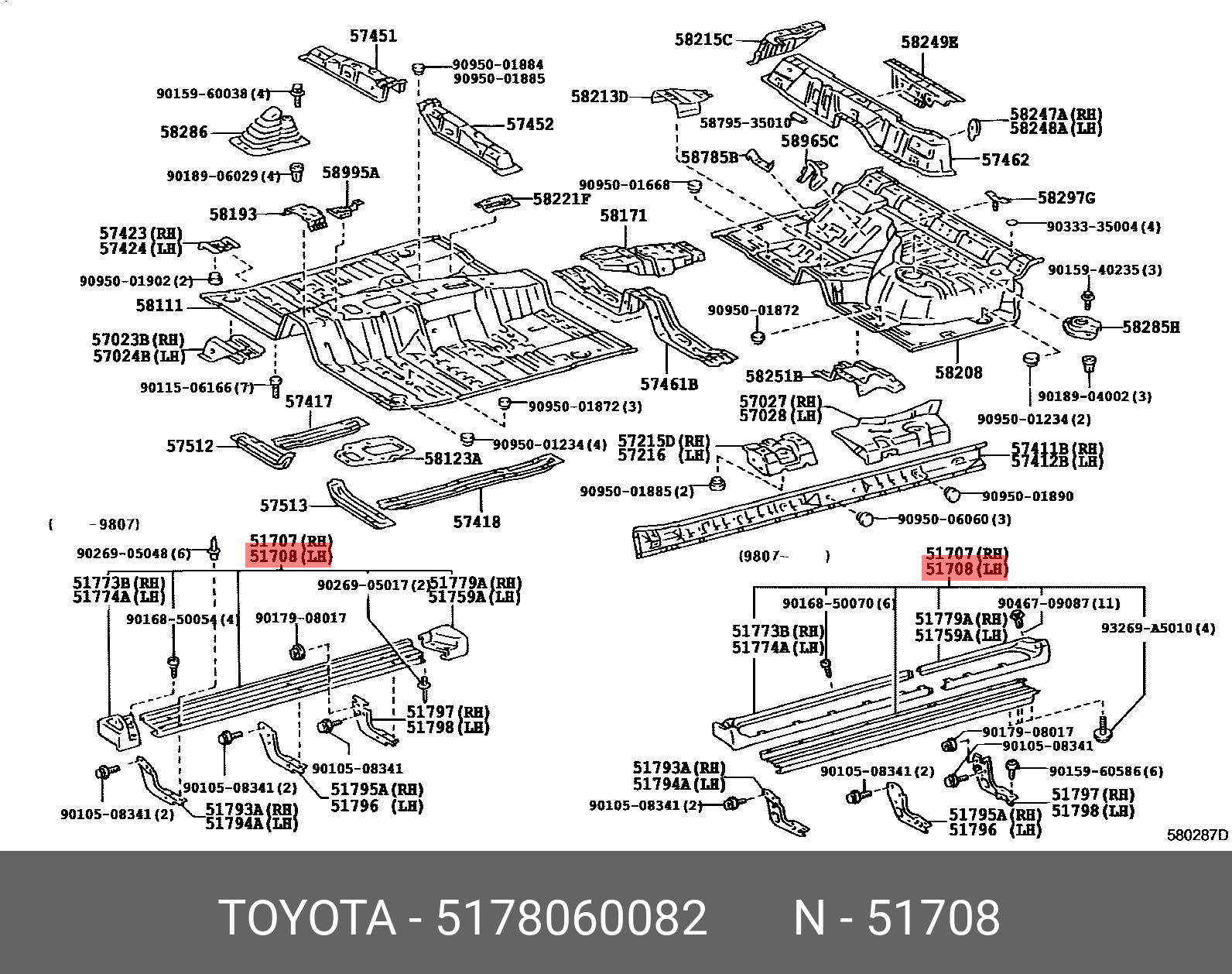 51780-60082 GENUINE TOYOTA LAND CRUISER 201408 - 201507, STEP SUB-ASSY ...