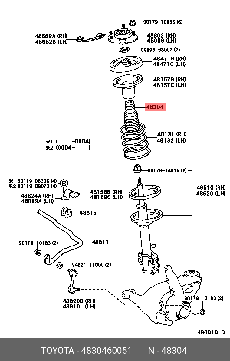 Original bumper sub-assy front spring no.1 4830460051 for TOYOTA 48304 ...