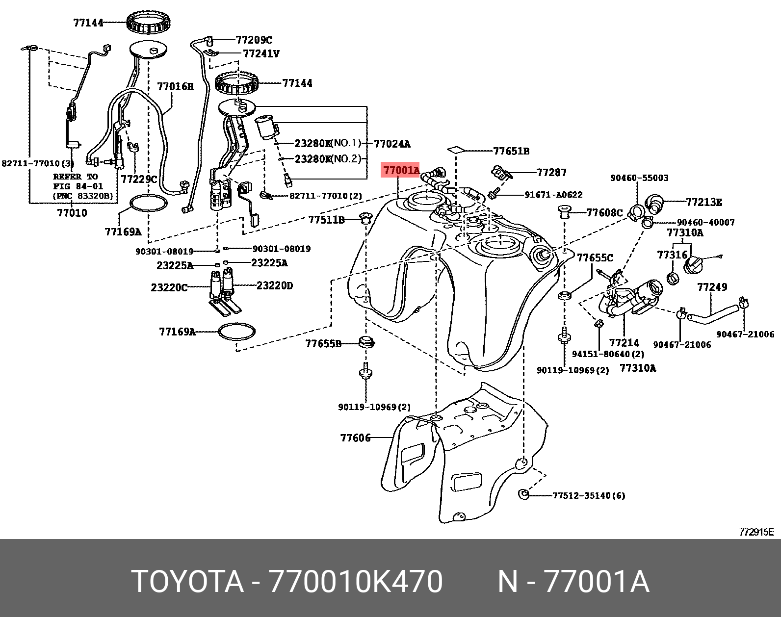77001-0K470 GENUINE TOYOTA 770010K470, HILUX 201708 - 202005, GUN125 ...