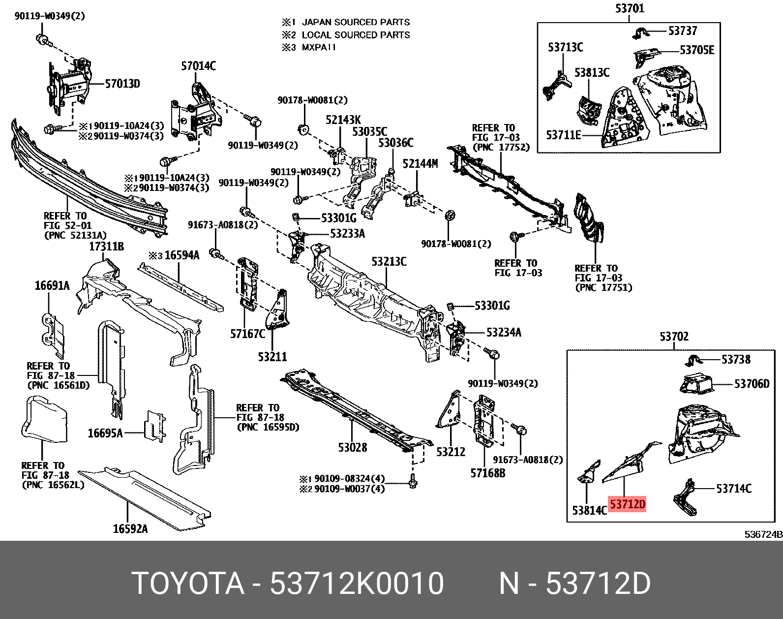 53712-K0010 GENUINE TOYOTA 53712K0010, YARIS GR 202008 -, GXPA16,MXPA12 ...
