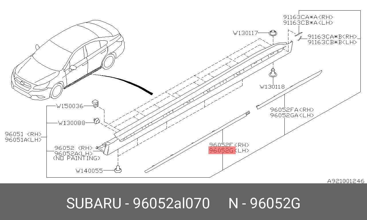 Spoiler originale OE SD MLDNG mano sinistra 96052AL070 per Subaru 96052-AL070