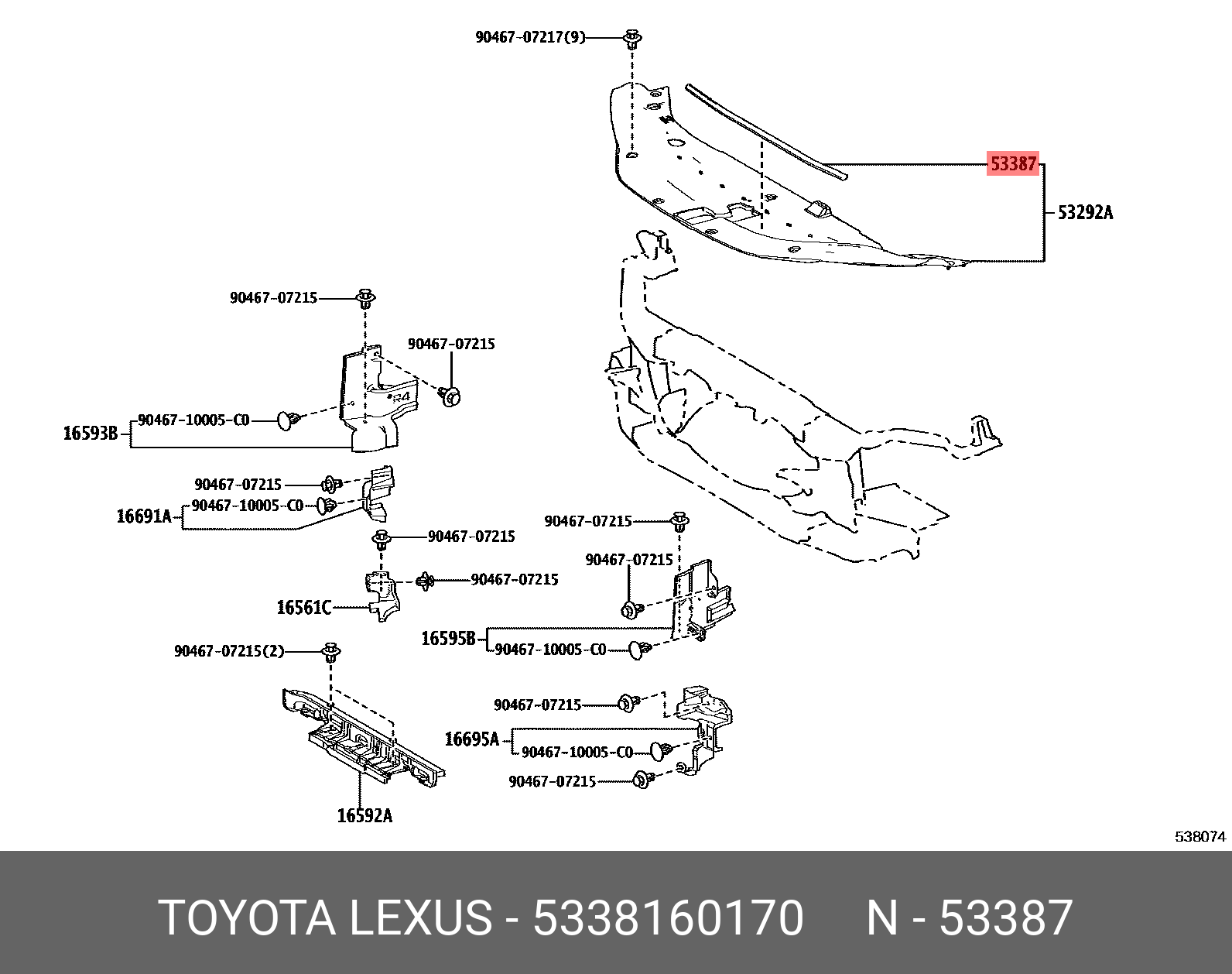 53381-60170 GENUINE TOYOTA 5338160170, LAND CRUISER 202107 -, FJA300 ...